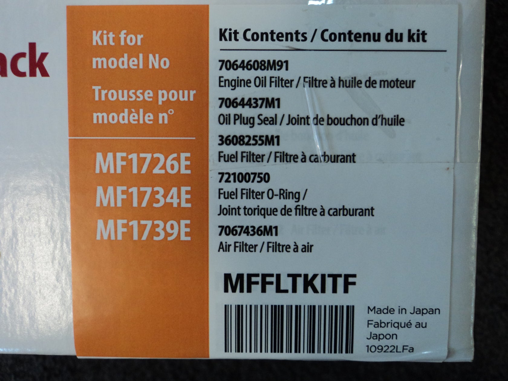 MFFLTKITF - 1726E, 1734E, 1739E, Massey Ferguson Filter Maintenance ...