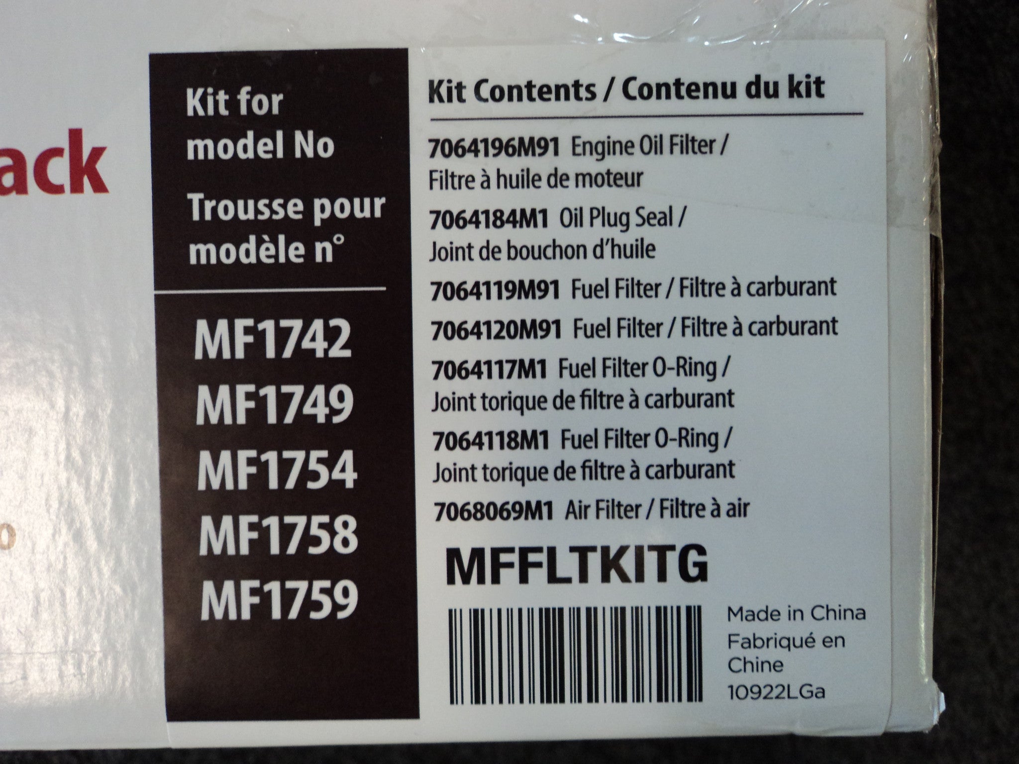 MFFLTKITG - 1742, 1749, 1754, 1758, 1759, Massey Ferguson Filter Maint ...
